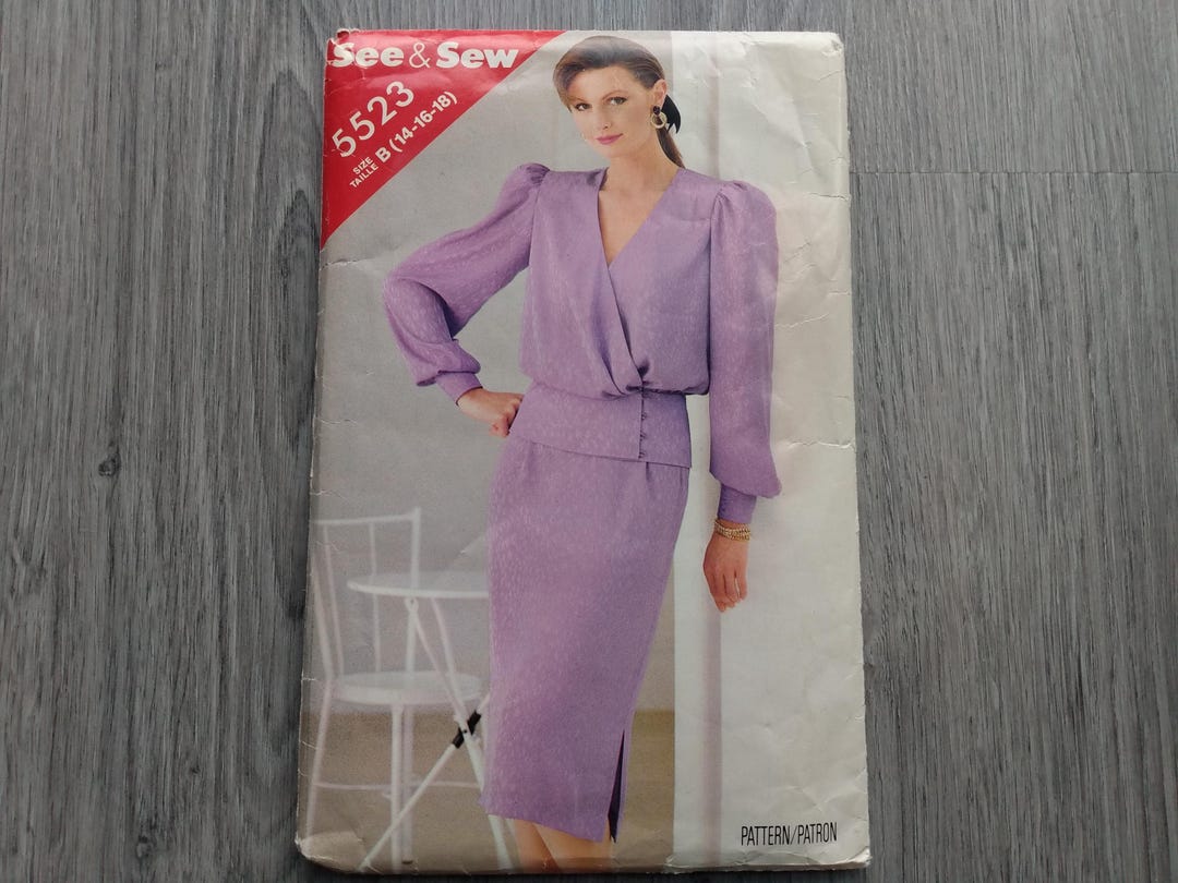 Two Piece Dress Sewing Pattern Crossover Blouse Skirt Sz 14 16 18 See ...
