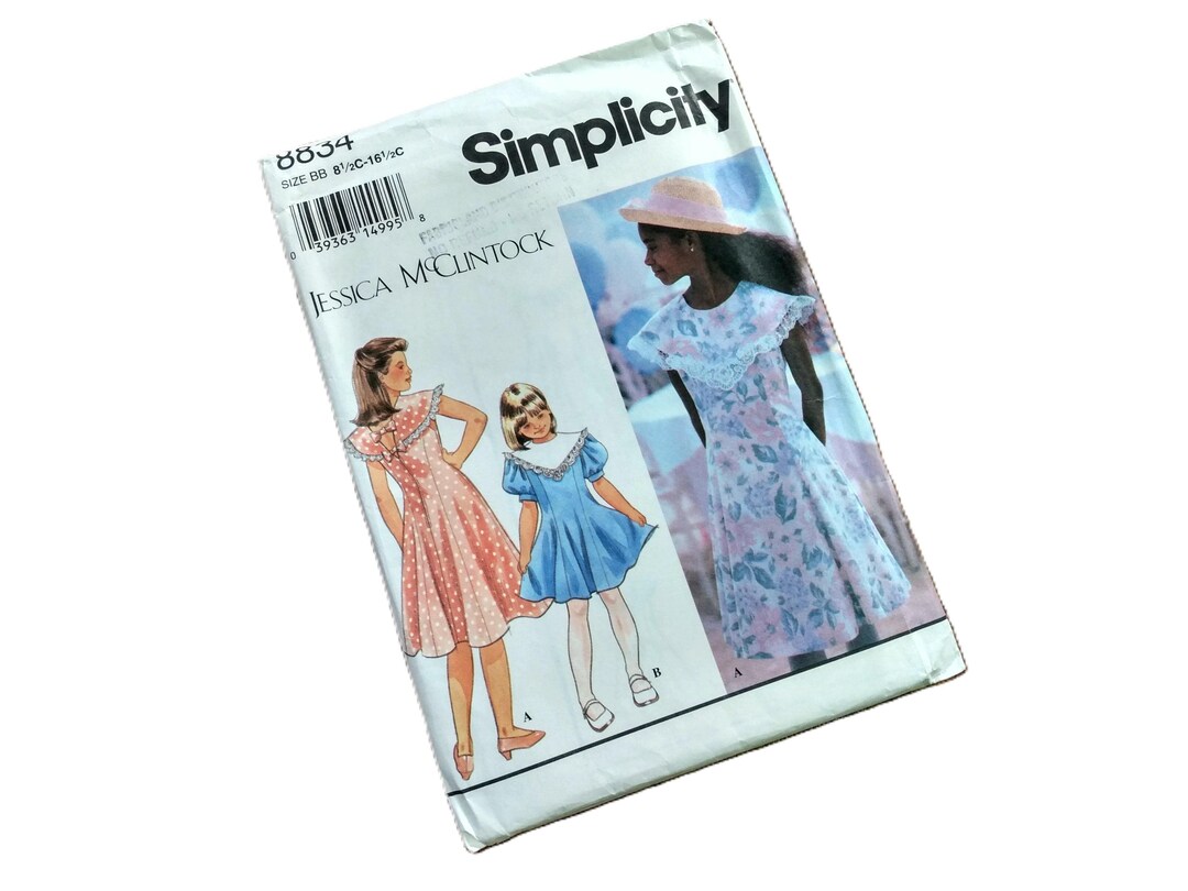 Vintage Girls Dress Sewing Pattern Large Collar Plus Size 8-16 ...