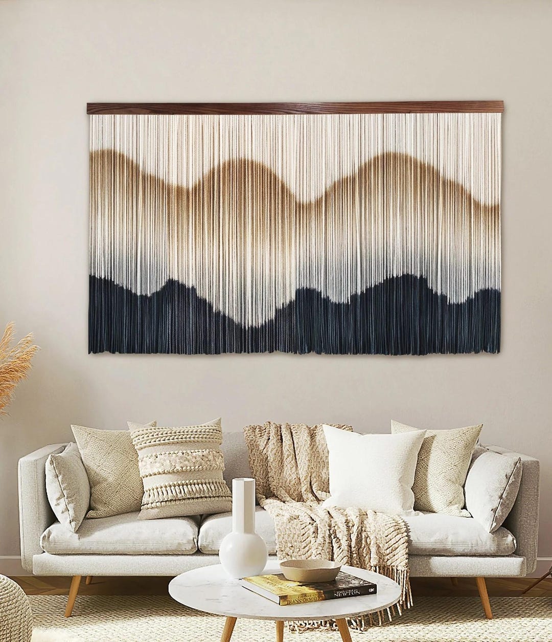 Large Handmade Macrame Wall Hanging, Dip Dye Fiber Art Tapestry - Etsy