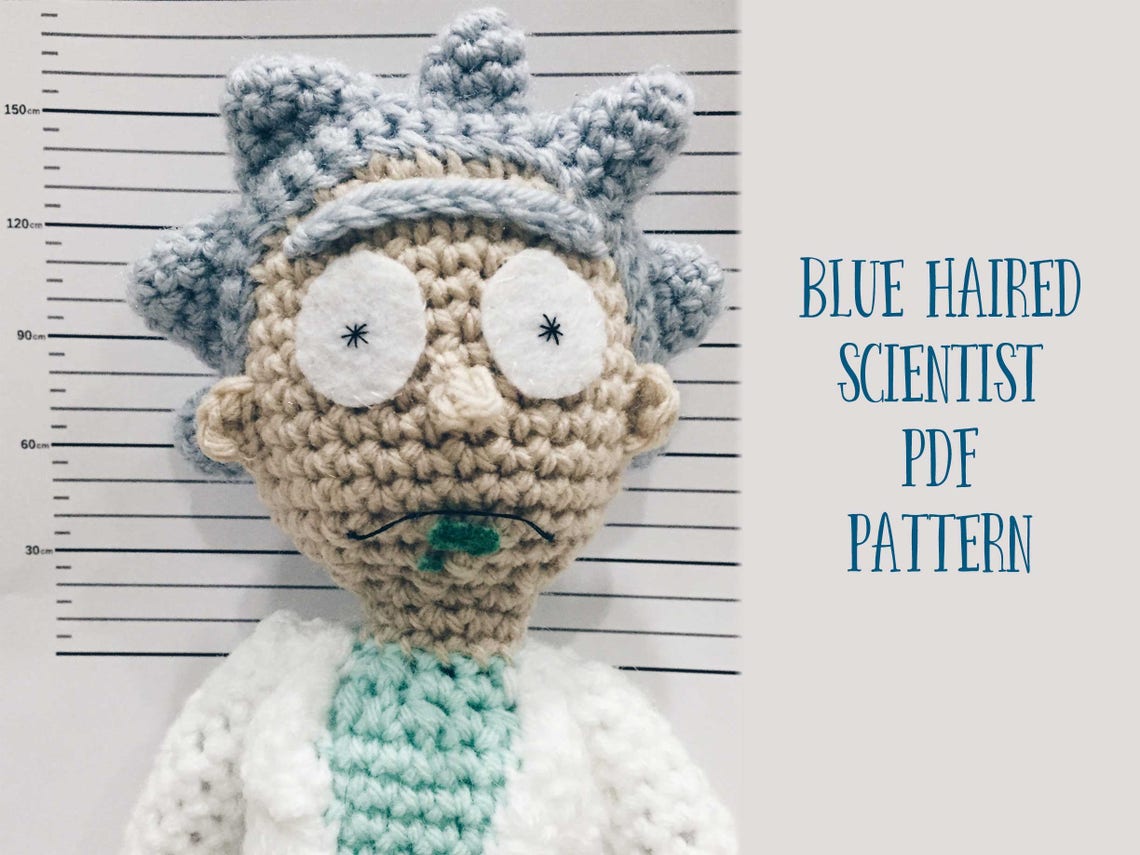 Blue Haired Scientist Amigurumi Crochet Pattern - Look Alike Rick With ...