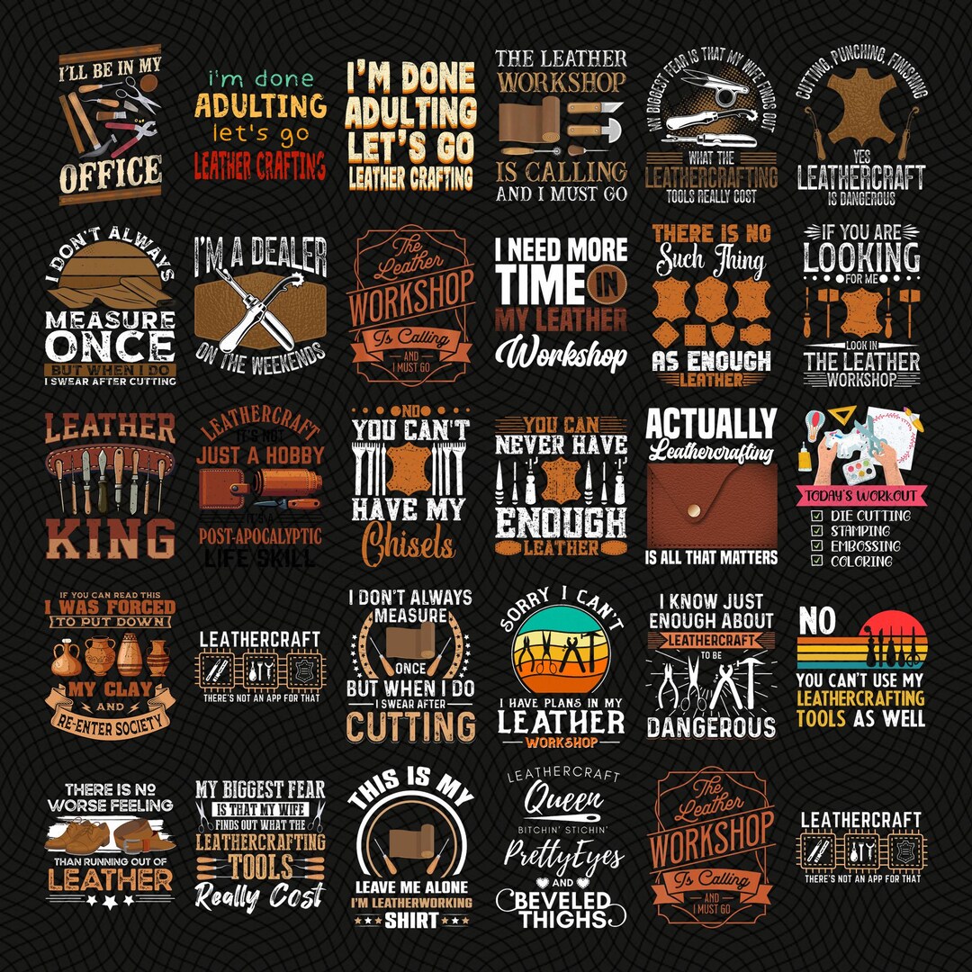 Leathercraft PNG Bundle, Funny Leatherworker Workshop Quotes ...