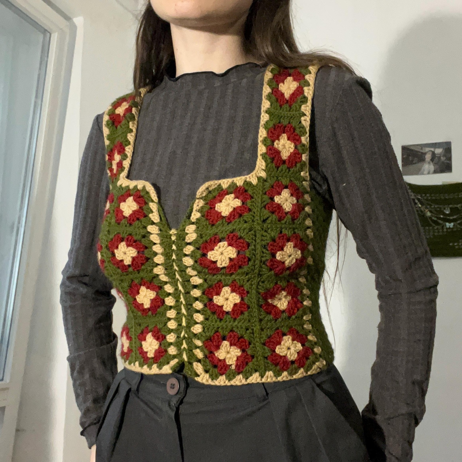 Crochet Corset Top Vest Granny Square Pattern PDF, Boho Cottagecore ...