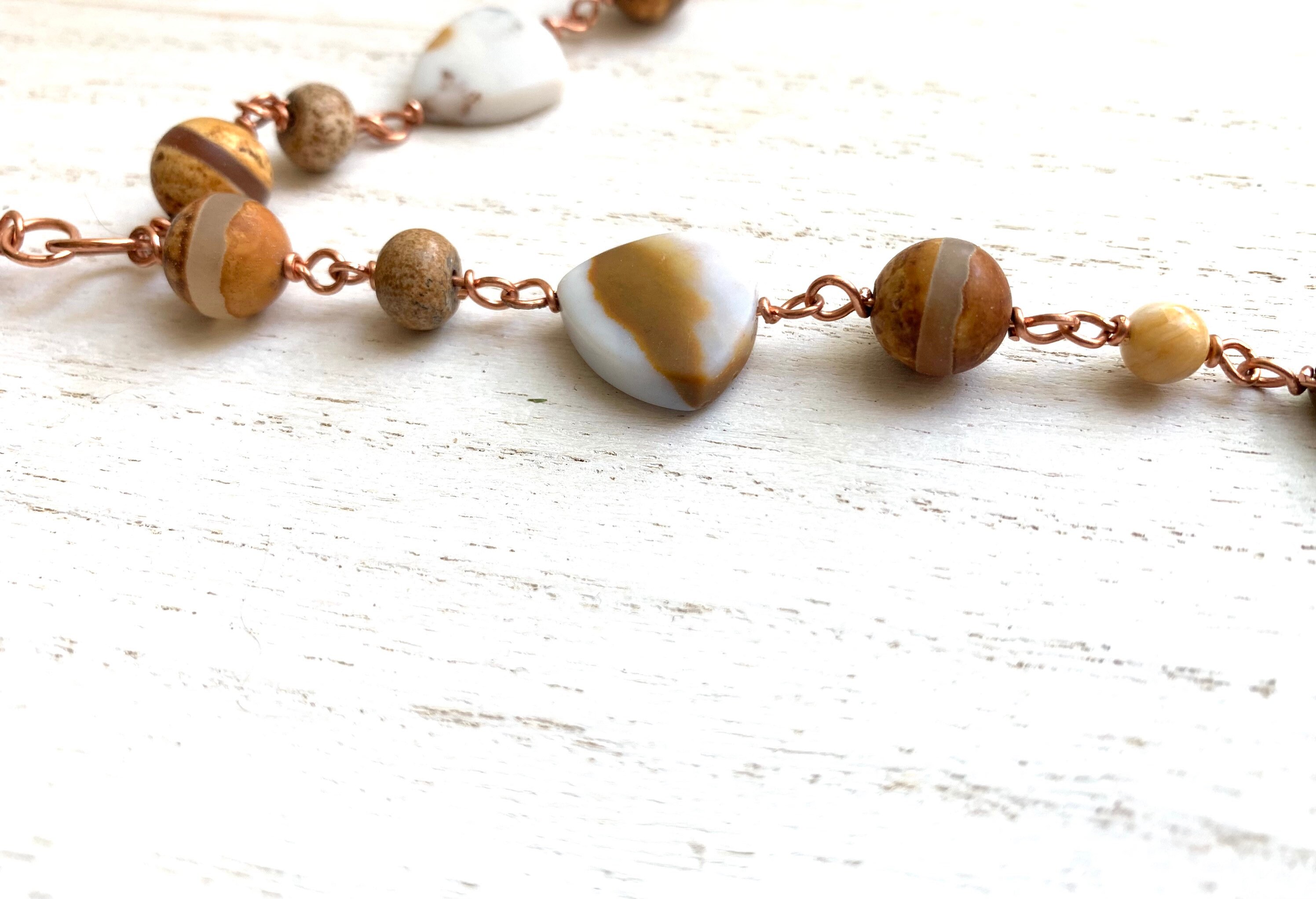 Agate Jasper Copper Necklace, Wire Wrapped Necklace - Etsy