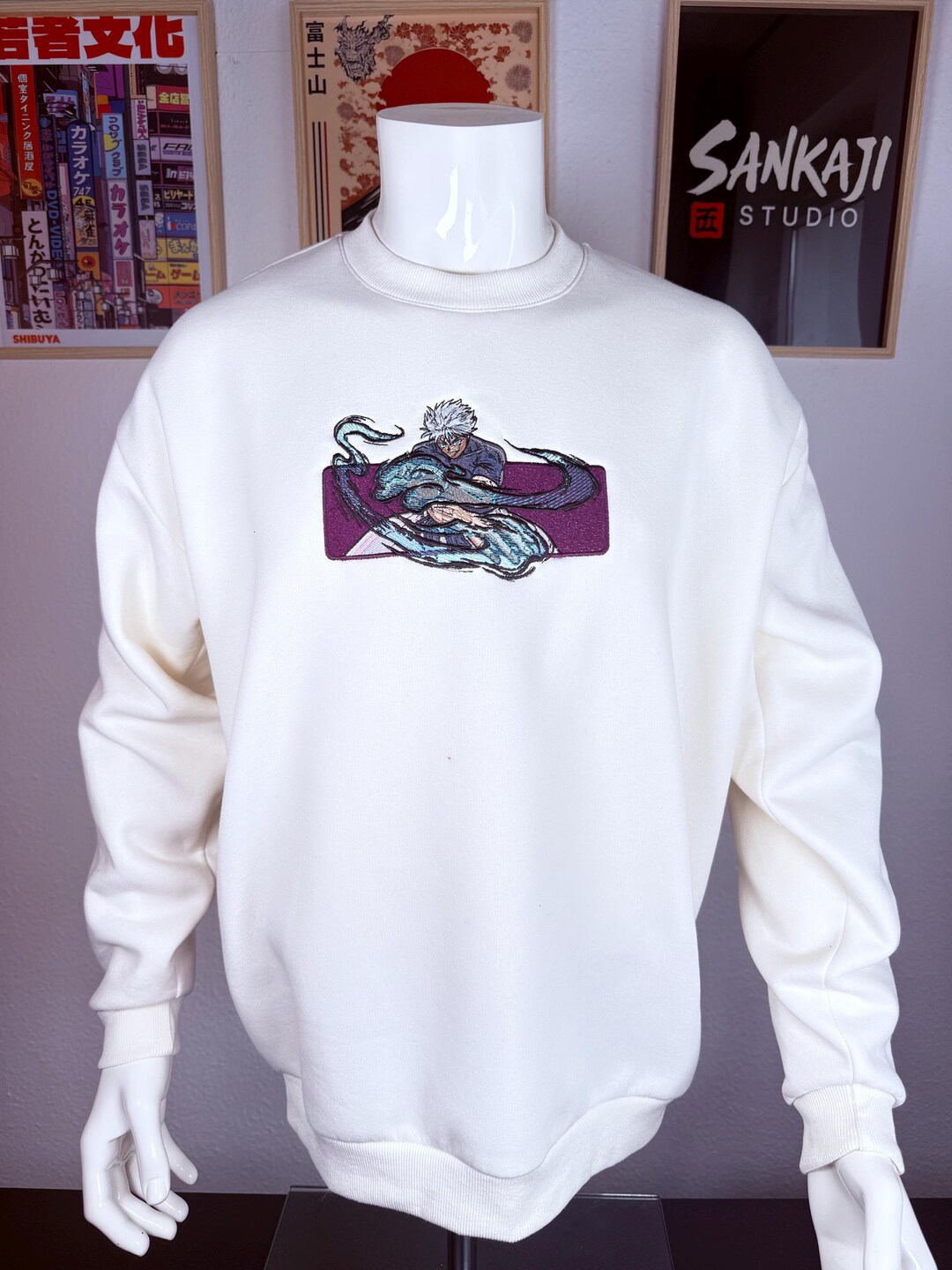 Gojo Satoru Embroidered Sweatshirt | Jujutsu Kaisen Anime Streetwear ...