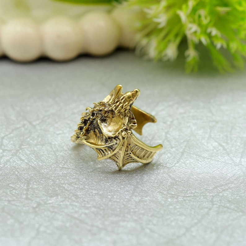 Gold Dragon Wrap Ring, Adjustable Dragon Ring for Men Women, Fantasy ...