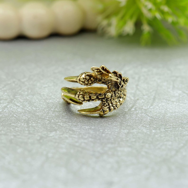 Dragon Claw Ring, Gold Talon Ring, Gothic Adjustable Ring, Monster Claw ...
