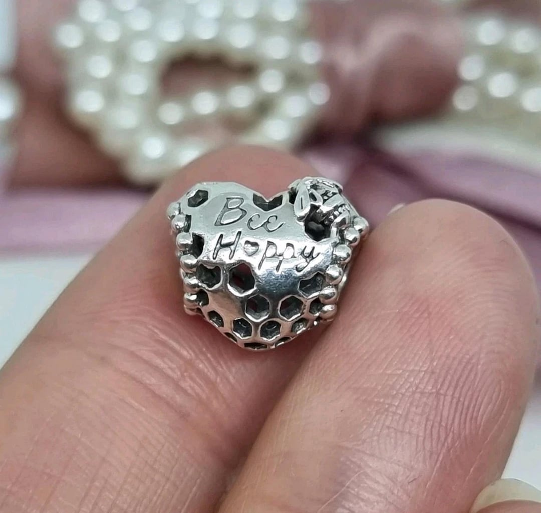 Pandora Bee Happy Honeycomb Heart Charm – Sterling Silver S925 ALE ...