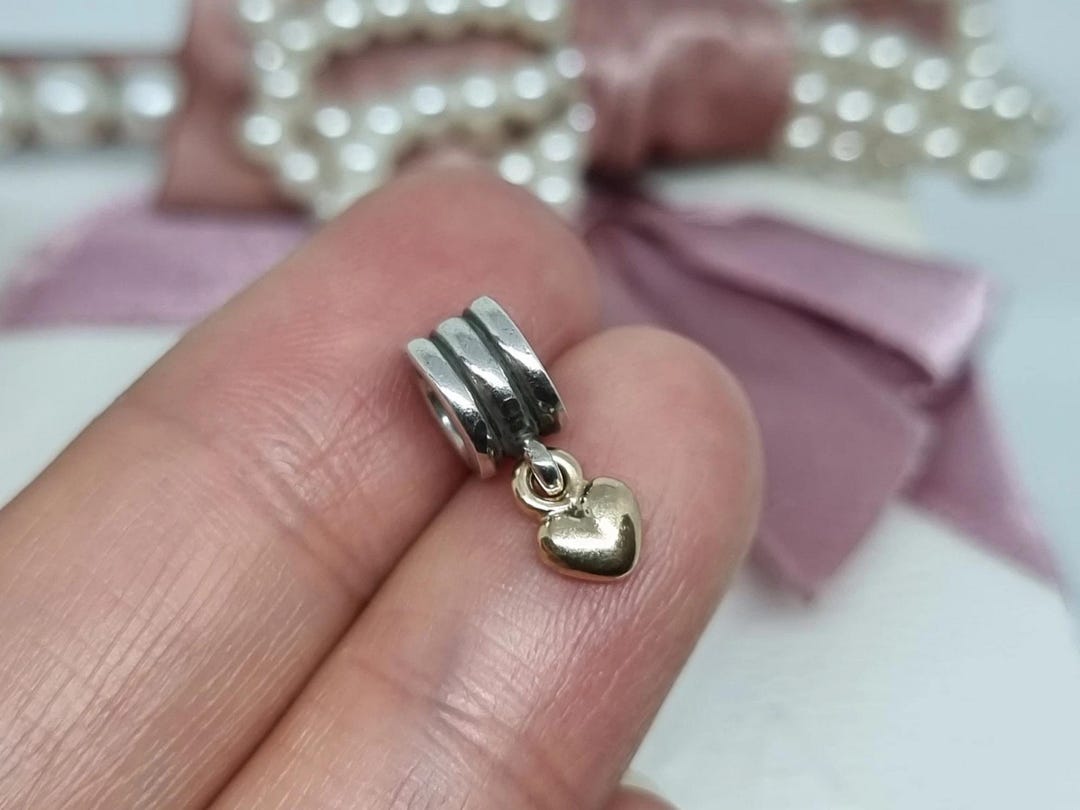 Elegant Pandora Silver & 14k Gold Heart Charm – S925 ALE Retired Dangle ...