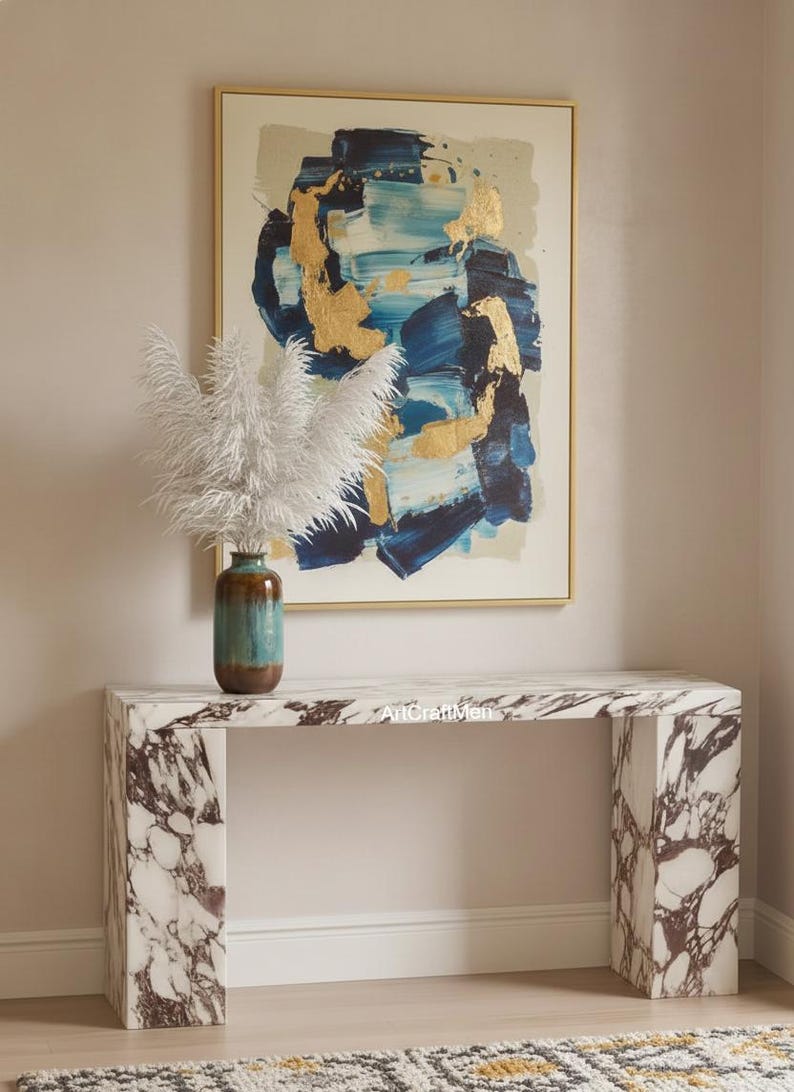 Calacatta Viola Marble Console Table Handmade Stone Center Table ...