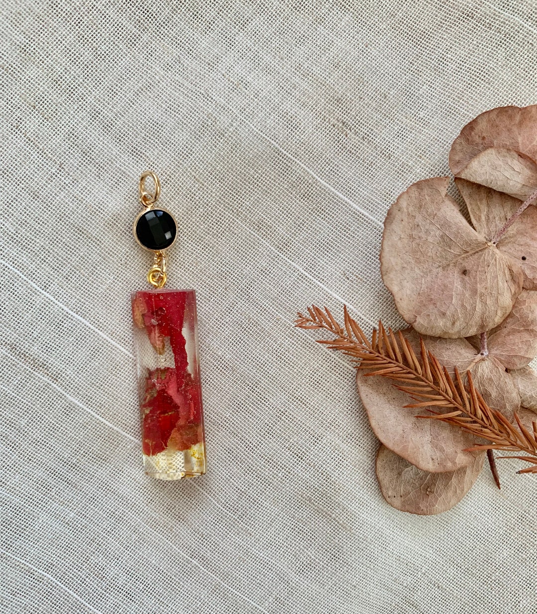 Red Rose Resin Crystal Charm Pendant, Dangle Pendant, Real Flowers ...