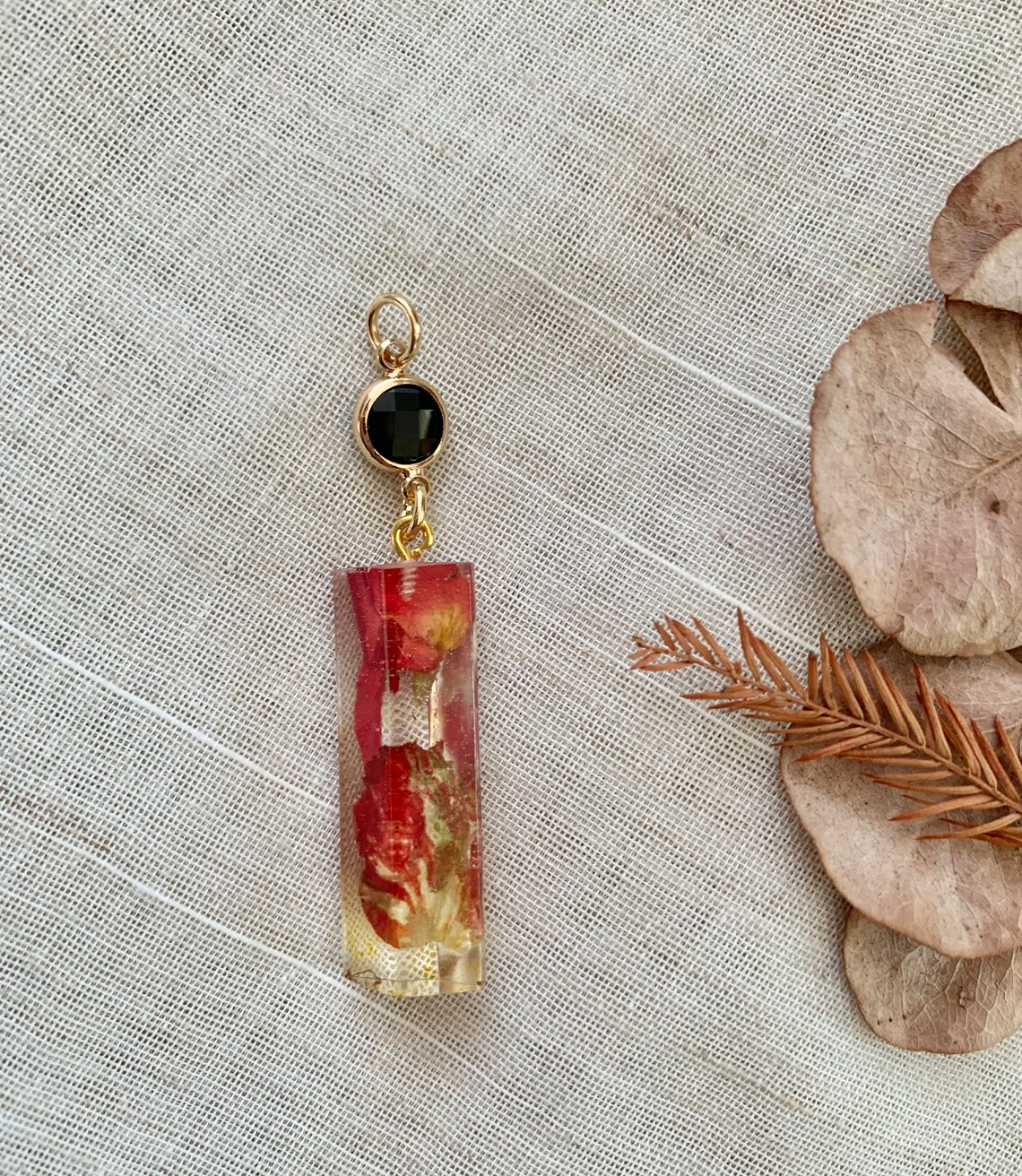 Red Rose Resin Crystal Charm Pendant, Dangle Pendant, Real Flowers ...