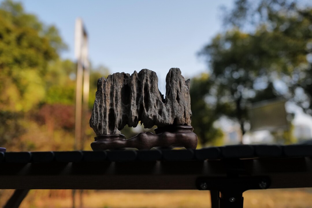 Ying Stone Scholar's Rock • Transformer Block, Handmade Ebony Base ...