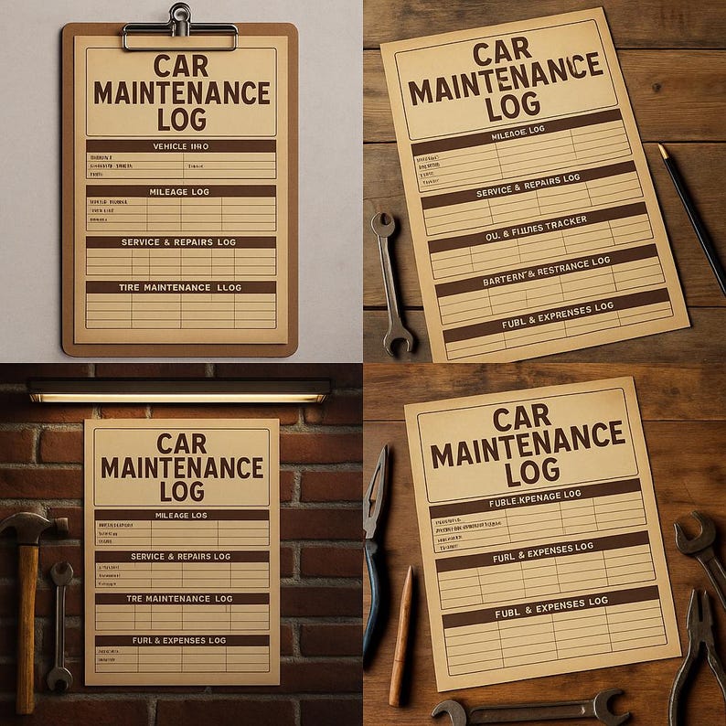 Vintage Car Maintenance Log | Retro Garage Wall Art (PDF) - Etsy