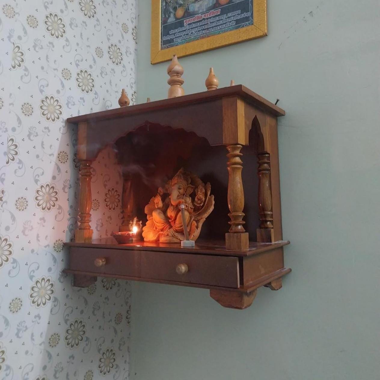 Wooden Mandir for Home, Wall Mount Temple, Pooja Mandir for Home, Puja ...