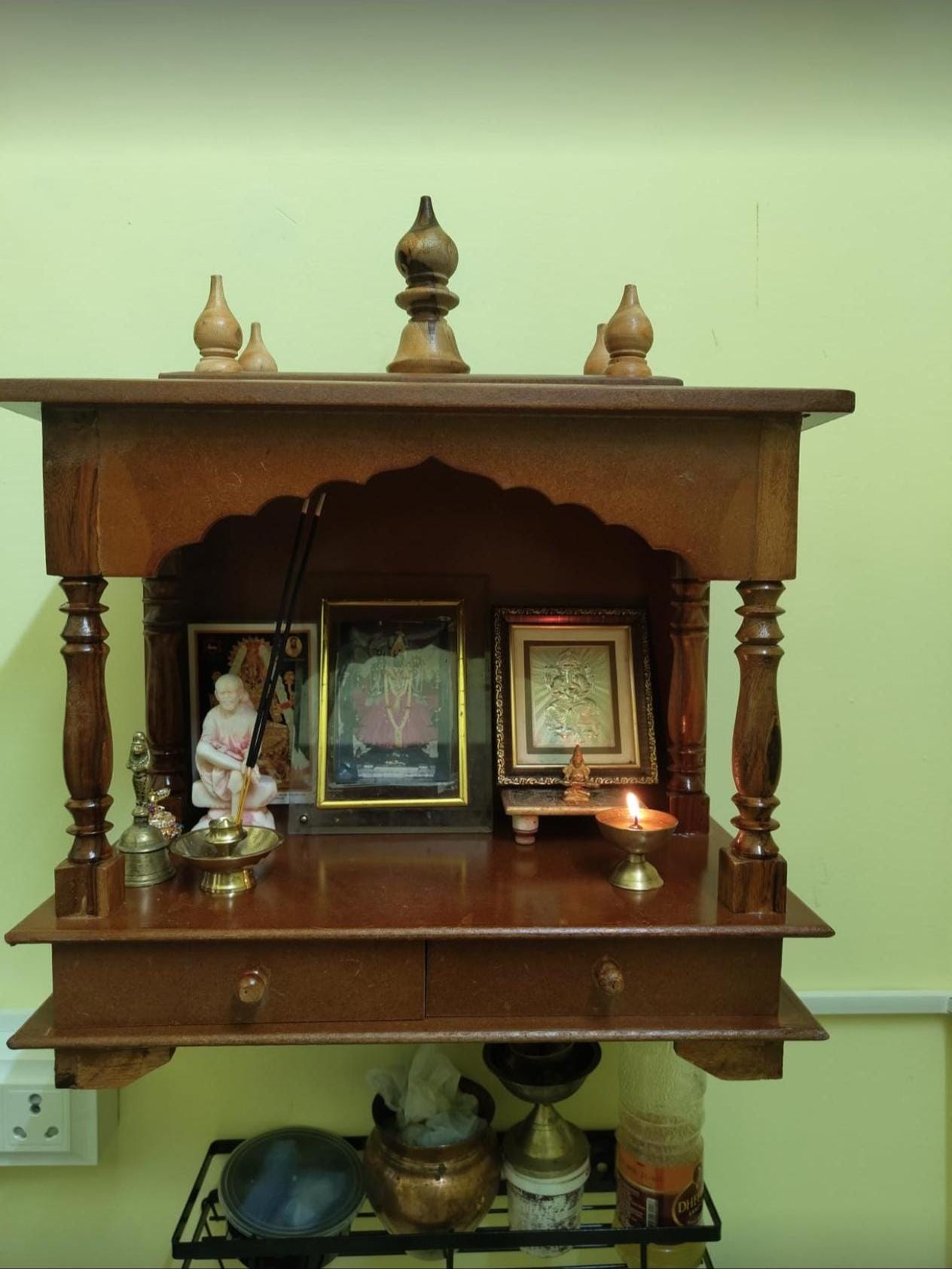 Wooden Mandir for Home, Wall Mount Temple, Pooja Mandir for Home, Puja ...