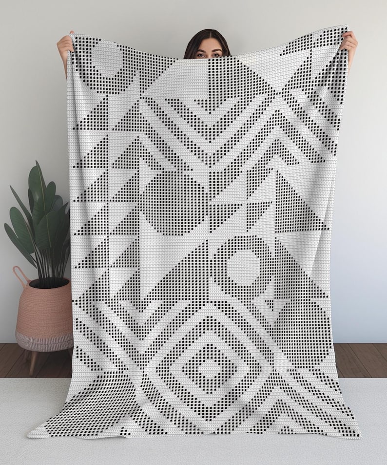 Southwest Inspired Filet Crochet Pattern Geometric Desert Blanket Graph ...