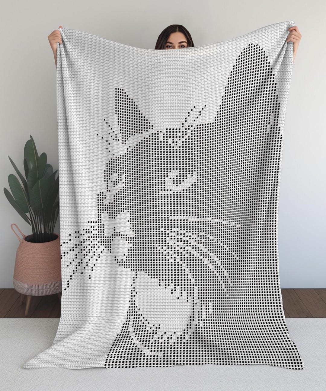 Cat Filet Crochet Pattern Modern Kitty Blanket Graph PDF Pattern Easy ...