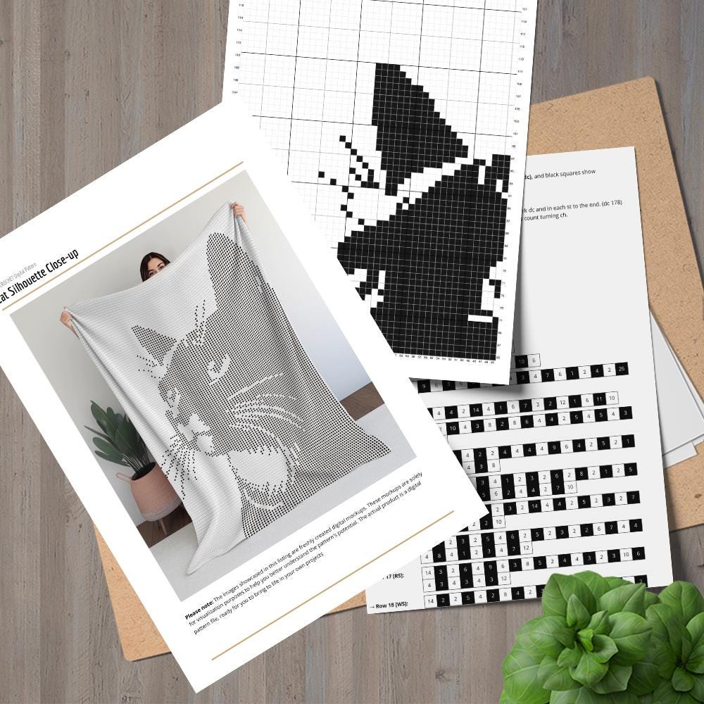 Cat Filet Crochet Pattern Modern Kitty Blanket Graph PDF Pattern Easy ...