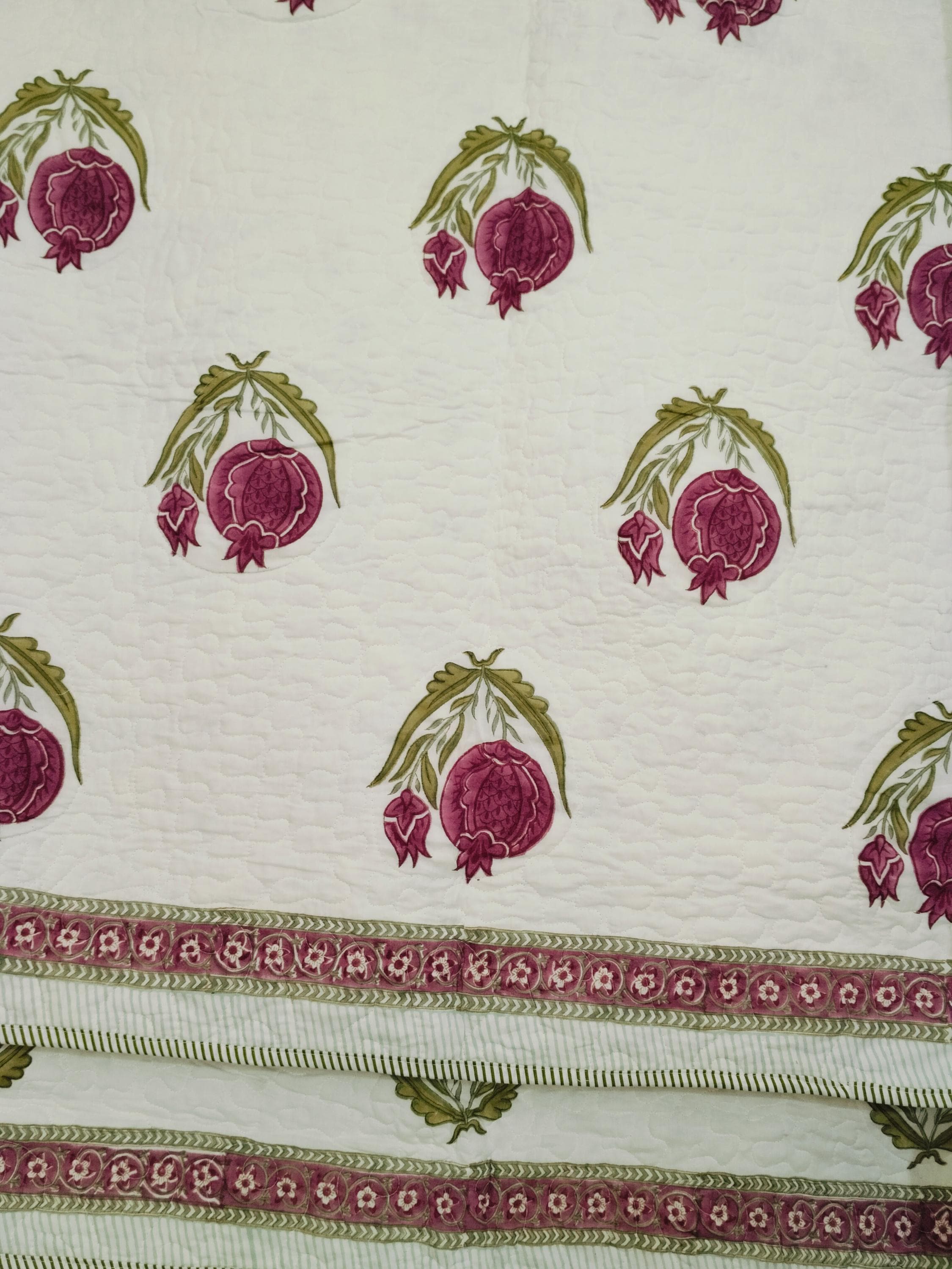 Hand Block Organic Cotton Block Print Bedding Set, Jaipur Quilt, 2 ...