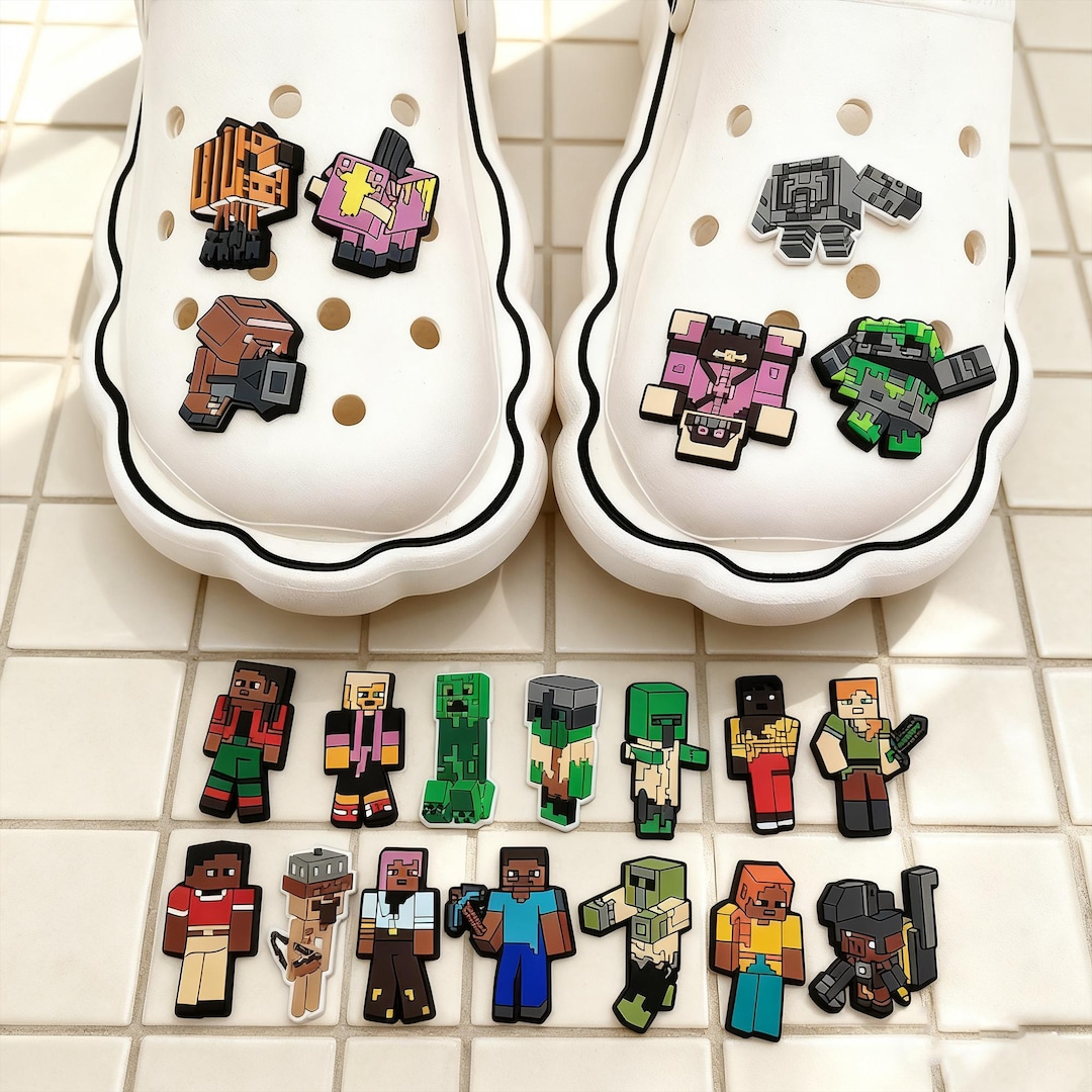 Minecraft Themed Croc Charms | Cute Pixel Block Shoe Decorations | Fun ...