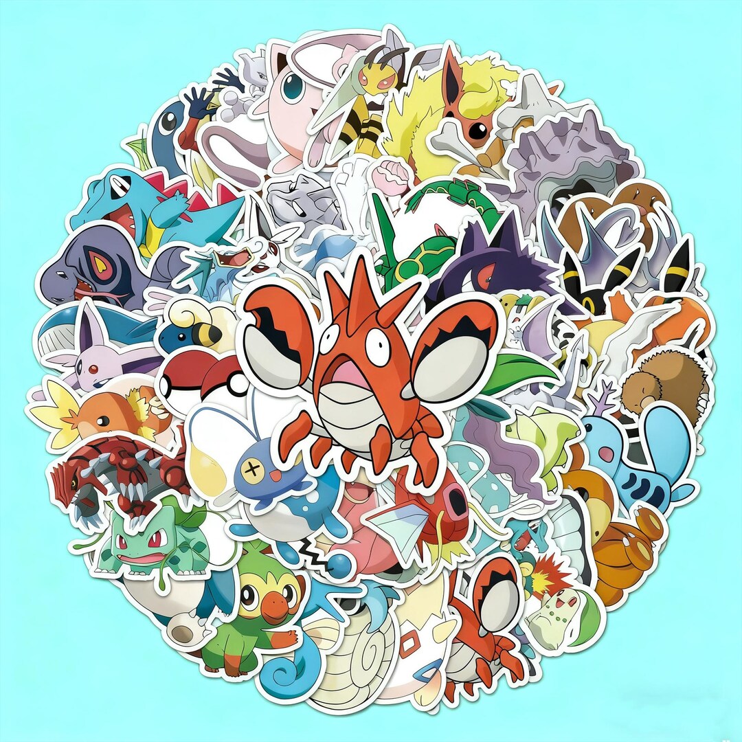 50pcs-cute Pokémon Sticker Set | Waterproof Vinyl Decals | Anime ...