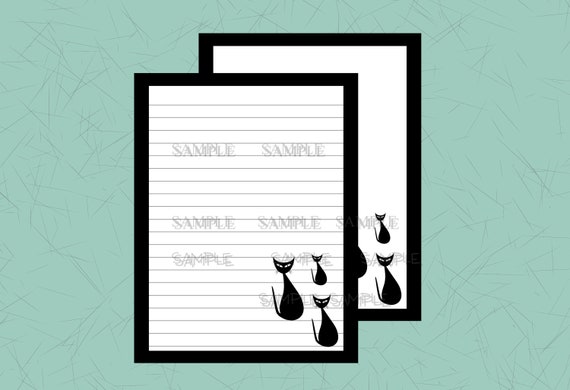 Retro Cat Printable Writing Paper Cat Stationery 8.5x11 - Etsy