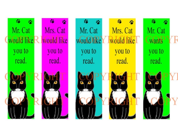 Cat Bookmarks 15 Unique Images Teacher's Bookmarks - Etsy