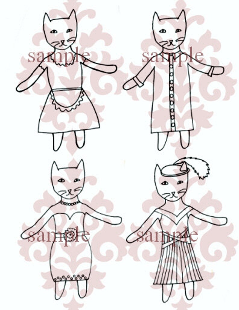 Cat Paper Dolls, Color Your Own Cat Paper Dolls, Fashion Cats, Cat ...