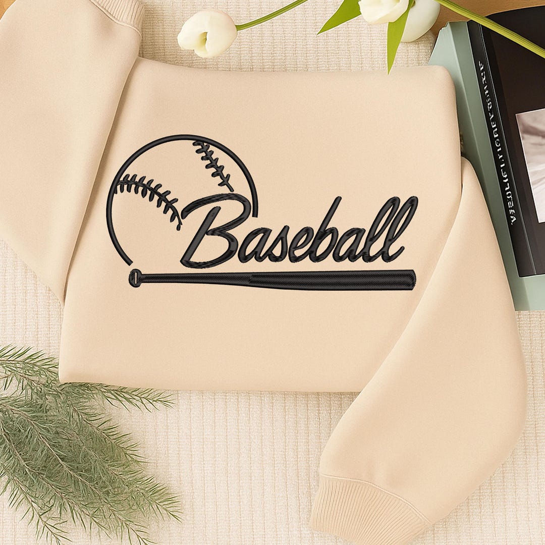Baseball Embroidery Design, Sports Word Art Pattern, Baseball Bat and ...