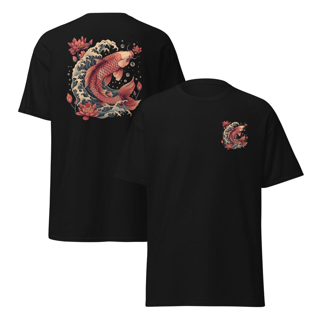 Alternative Clothes | Japanese Koi Fish Cotton T-shirt | Lotus Tattoo ...