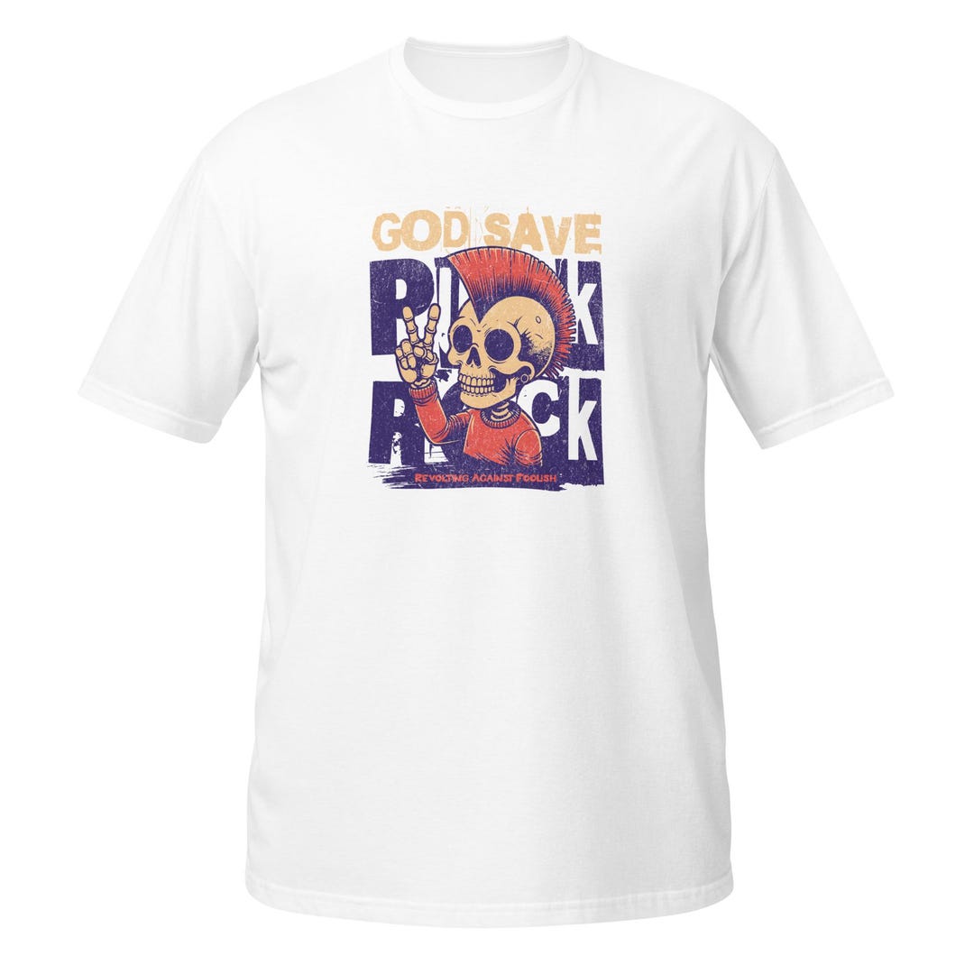 God Save Punk Rock Skull T-shirt | Gothic Punk Band Tee | Rebel Mohawk ...