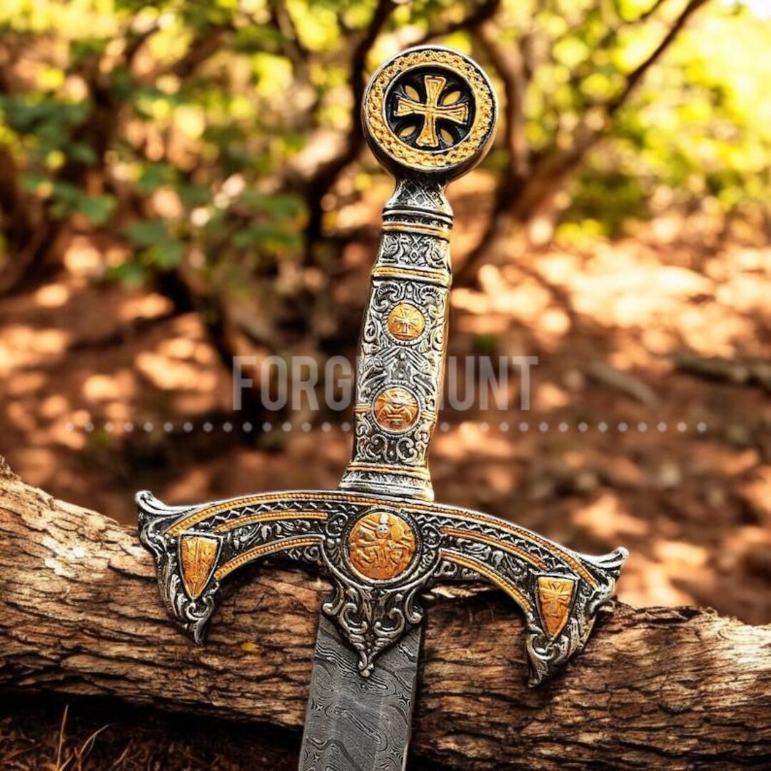 Damascus Knight Templar Sword, Holy Sword, Medieval Sword Unique ...