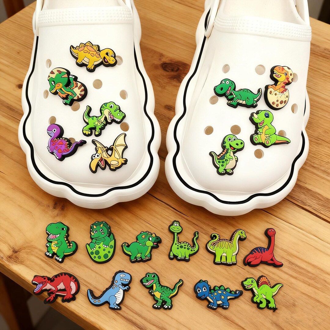 Dinosaur Crocs Charms | T-rex & Triceratops Jibbitz | Kids Adults Shoe ...