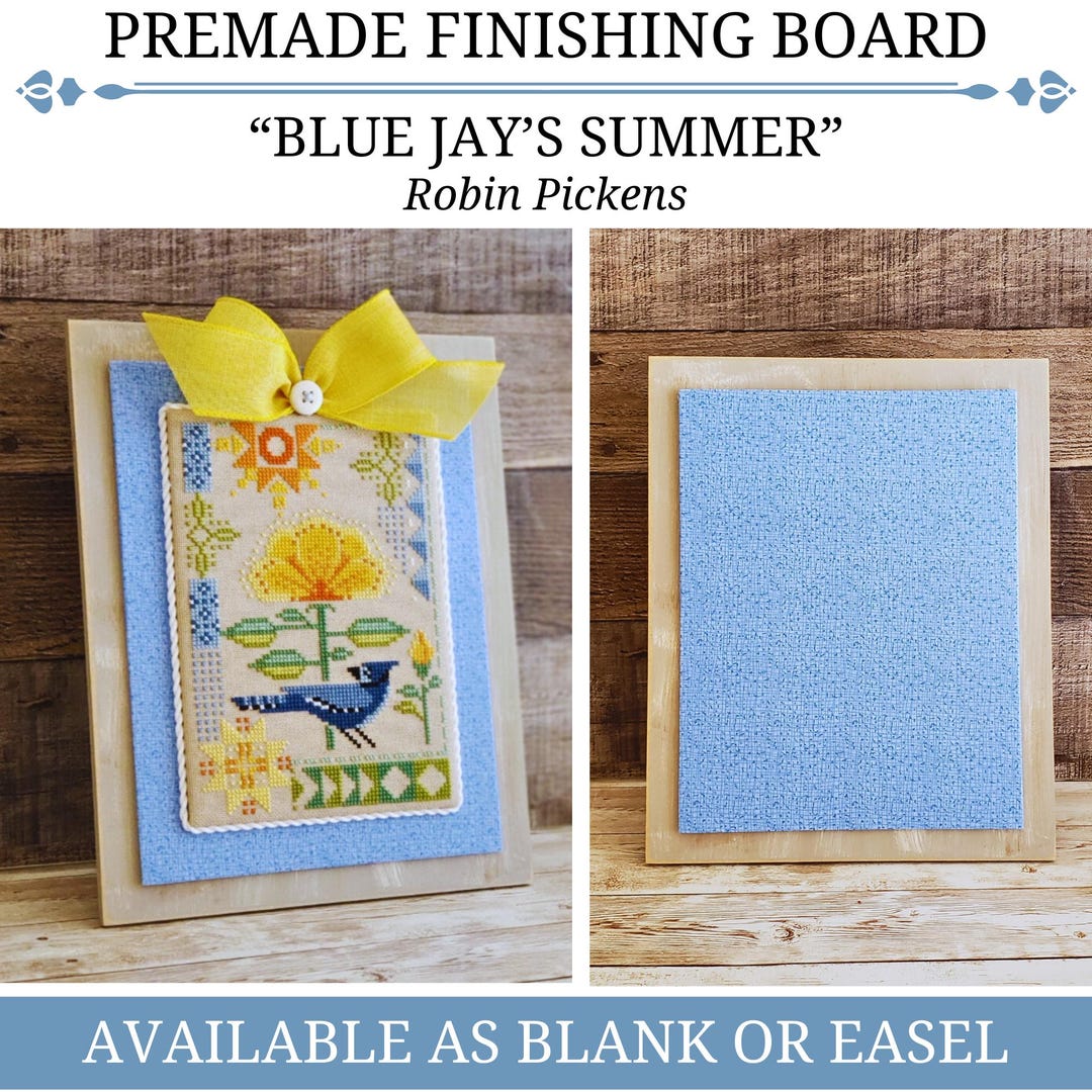 BLUE JAY'S SUMMER Premade Wood Blank With Fabric Mat, Robin Pickens ...