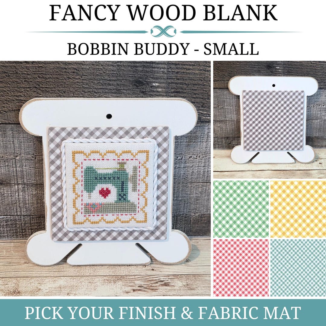 SMALL BOBBIN BUDDY, Premade Wood Blank With Fabric Mat, Cross Stitch ...