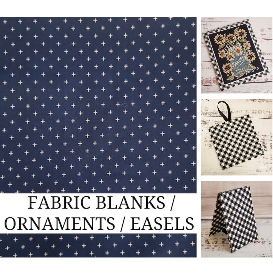 BLUE PLUS SIGN, Fabric Blank, Ornament, Fabric Easel, Pick Your Cross ...