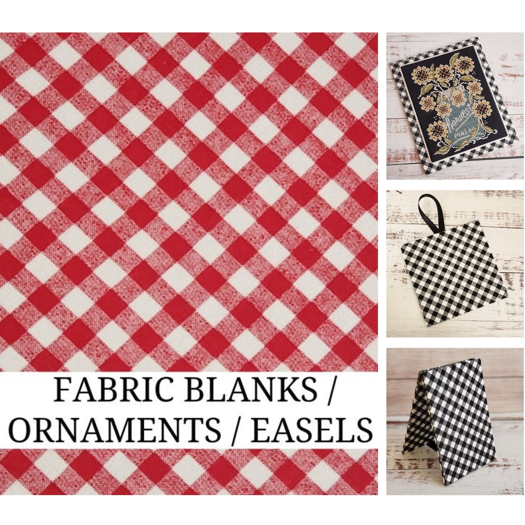 RED LARGE CHECK, Fabric Blank, Ornament, Fabric Easel, Flatfold, Pick ...