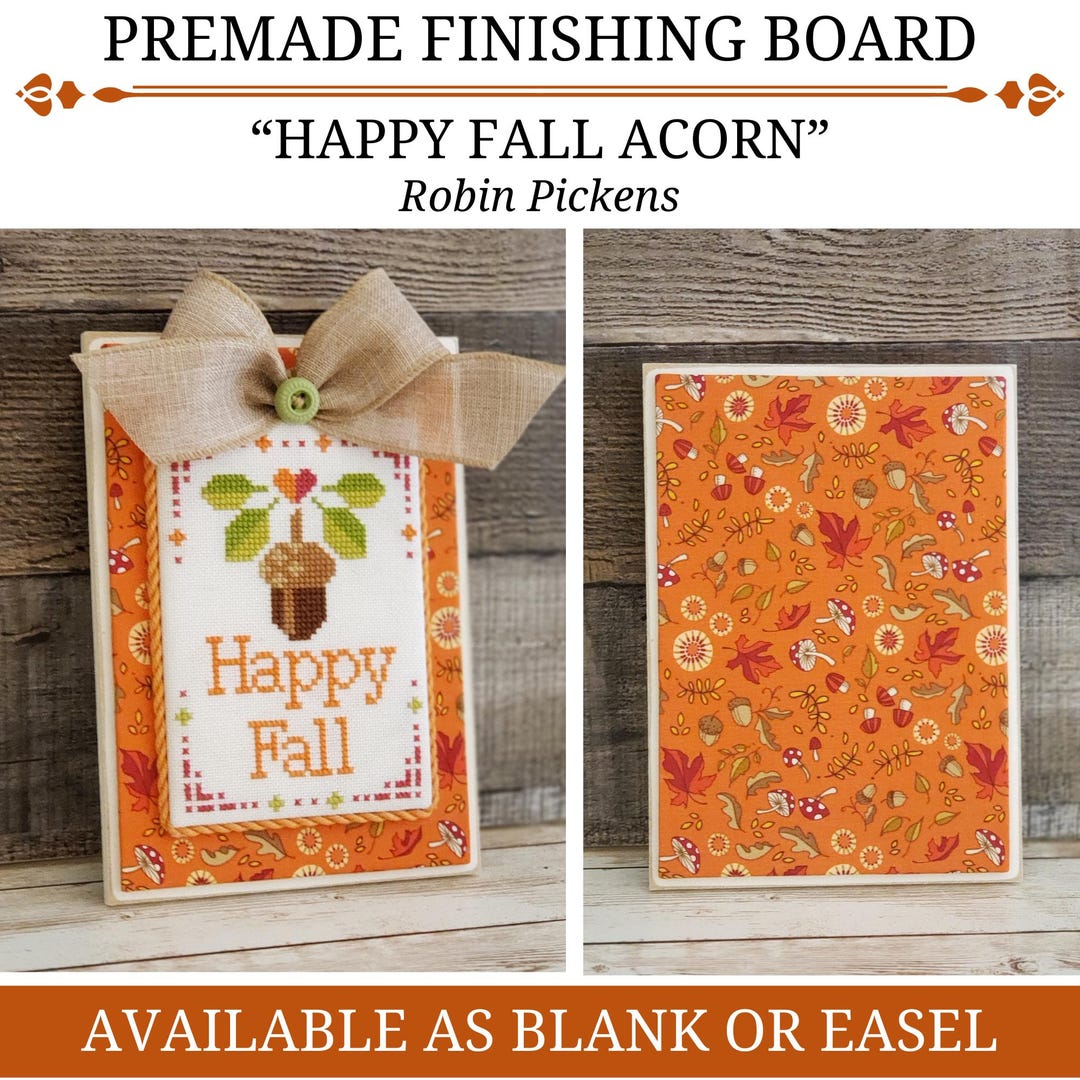 HAPPY FALL ACORN Premade Finishing Board, Wood Blank With Fabric Mat ...