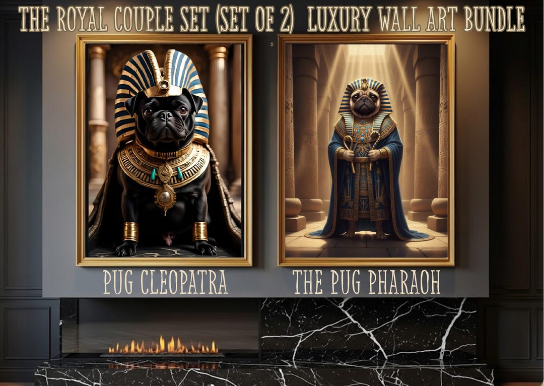 Pug Pharaoh and Cleopatra Royal Portrait Art Set (digital Download) - Etsy