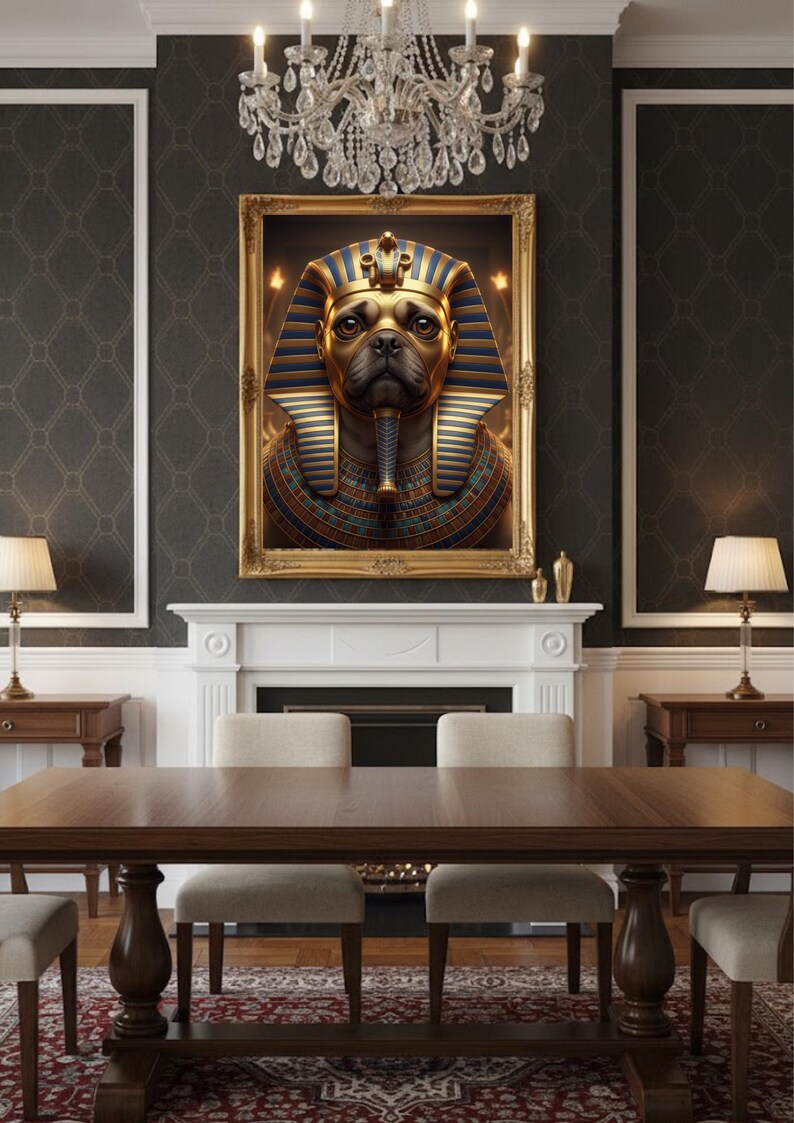 Pug Tutankhamun Wall Art, Golden King Portrait, Boy King Dog Print ...