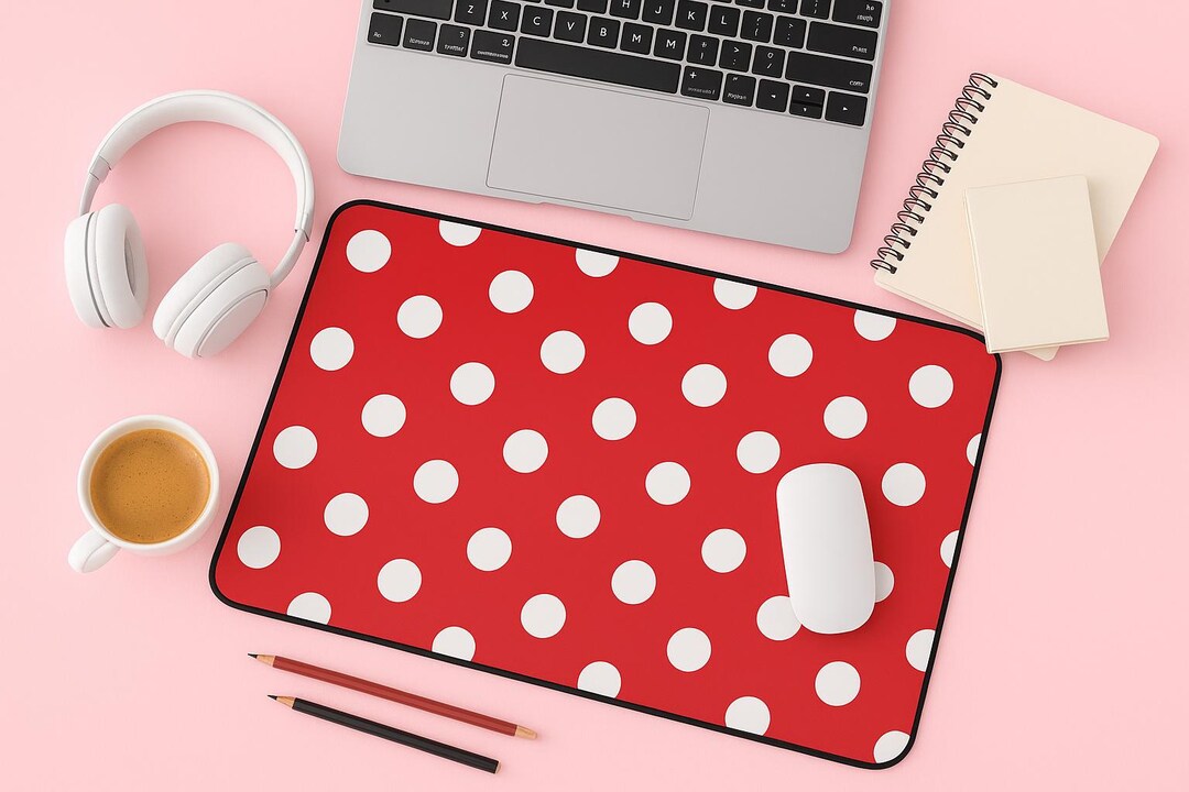 Red Polka Dot Desk Mat: Chic Office Decor, 12x18" or 12x22" - Etsy