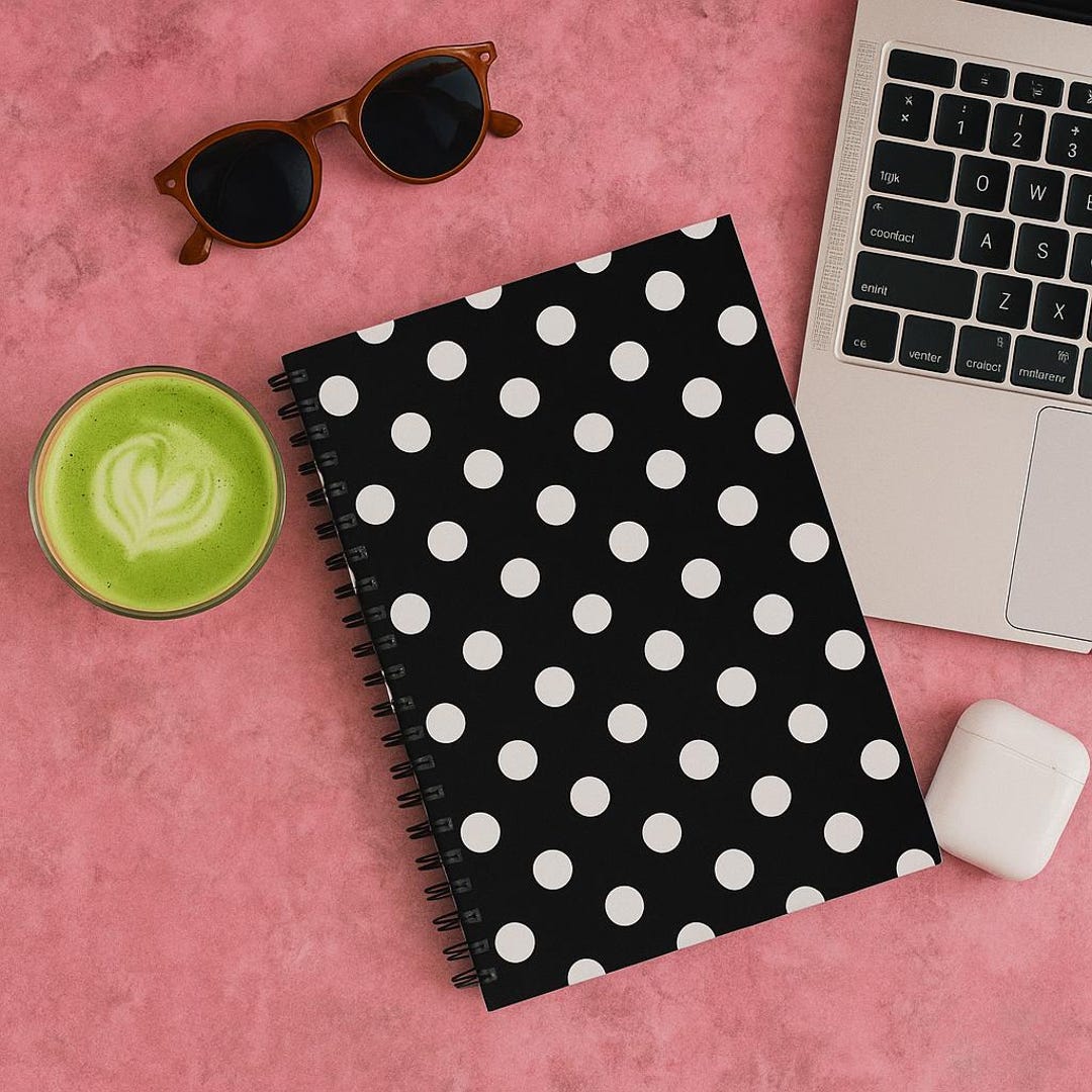 Black and White Polka Dot Notebook - Chic Ruled Line Notebook - Etsy