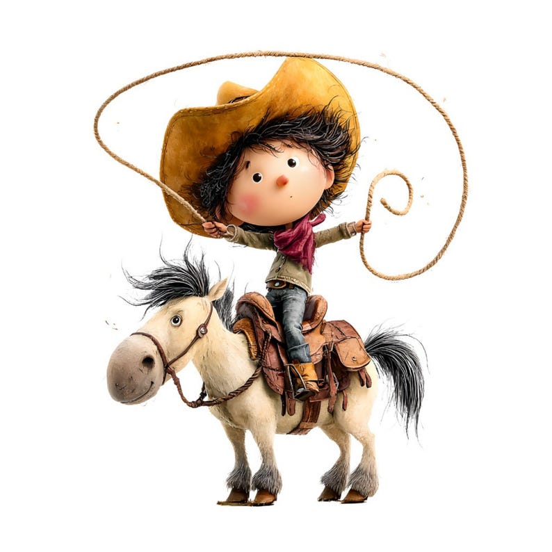 Cowboy Kids Clipart | Western Boy & Horse Watercolor Graphics | Nursery ...