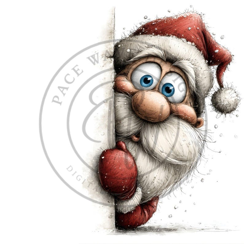 Whimsical Peeking Santa Clipart Bundle (digital Download - 12 Pngs ...