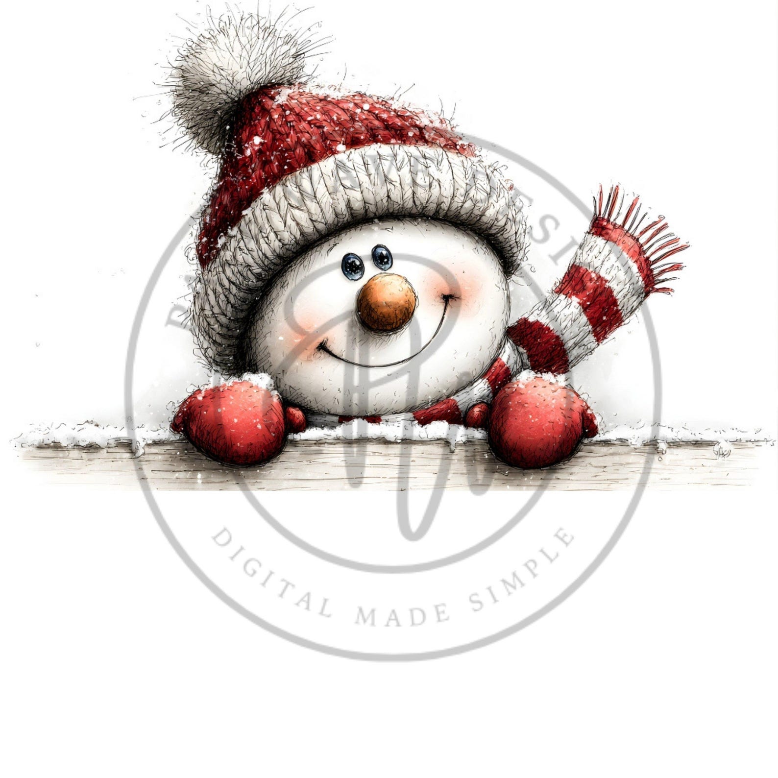 Whimsical Peeking Snowman Clipart Bundle (digital Download - 12 Pngs ...
