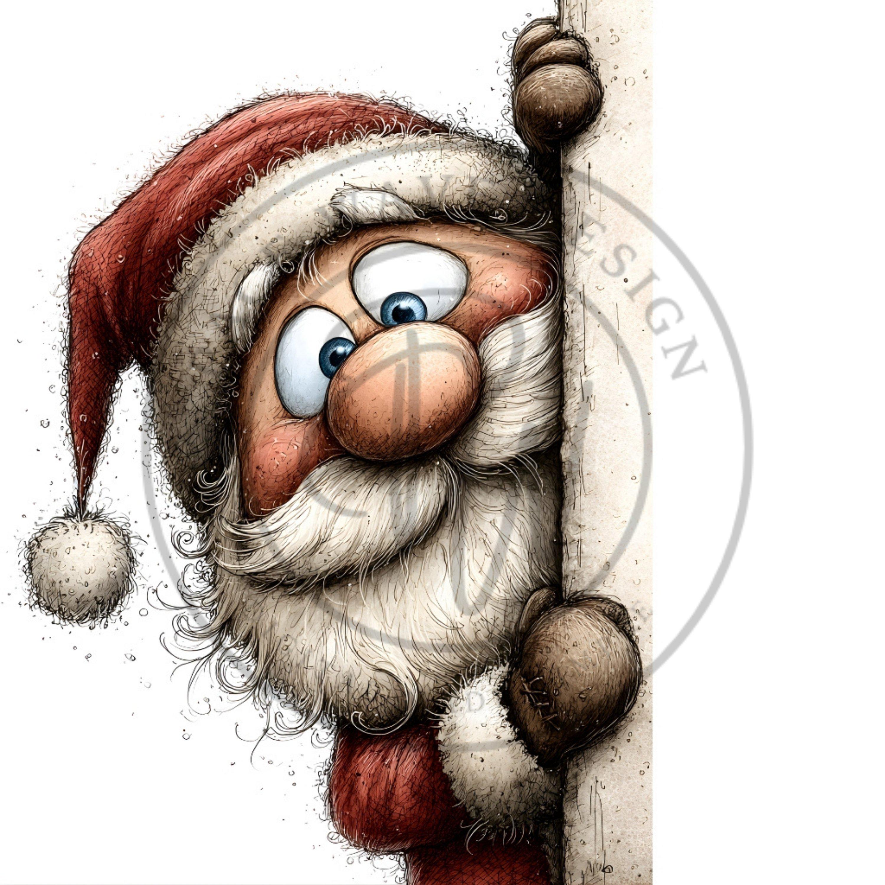 Whimsical Peeking Santa Clipart Bundle (digital Download - 12 Pngs) - Etsy