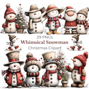 29 Christmas Whimsical Snowman Clipart Bundles - Christmas Cartoon ...