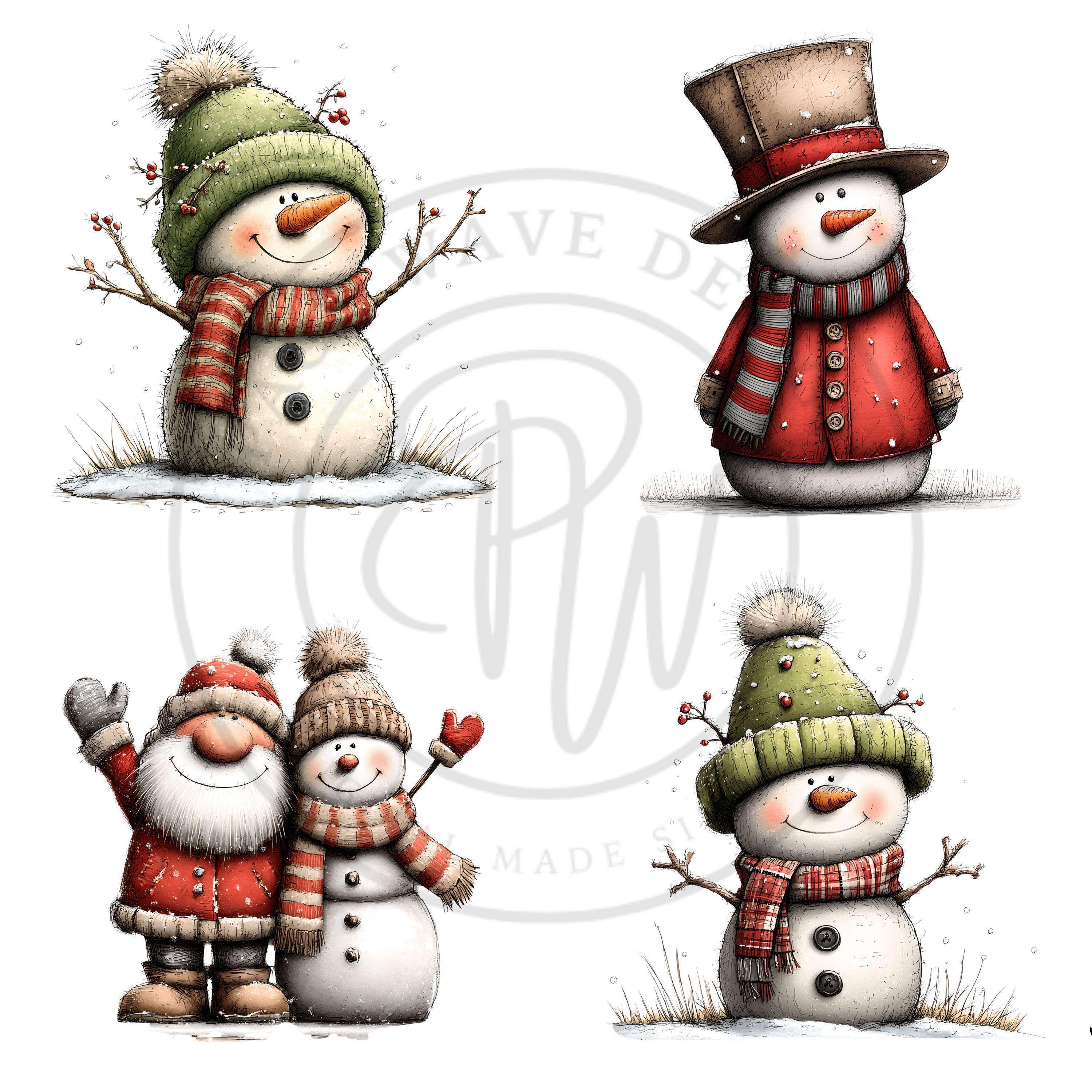 29 Christmas Whimsical Snowman Clipart Bundles - Christmas Cartoon ...