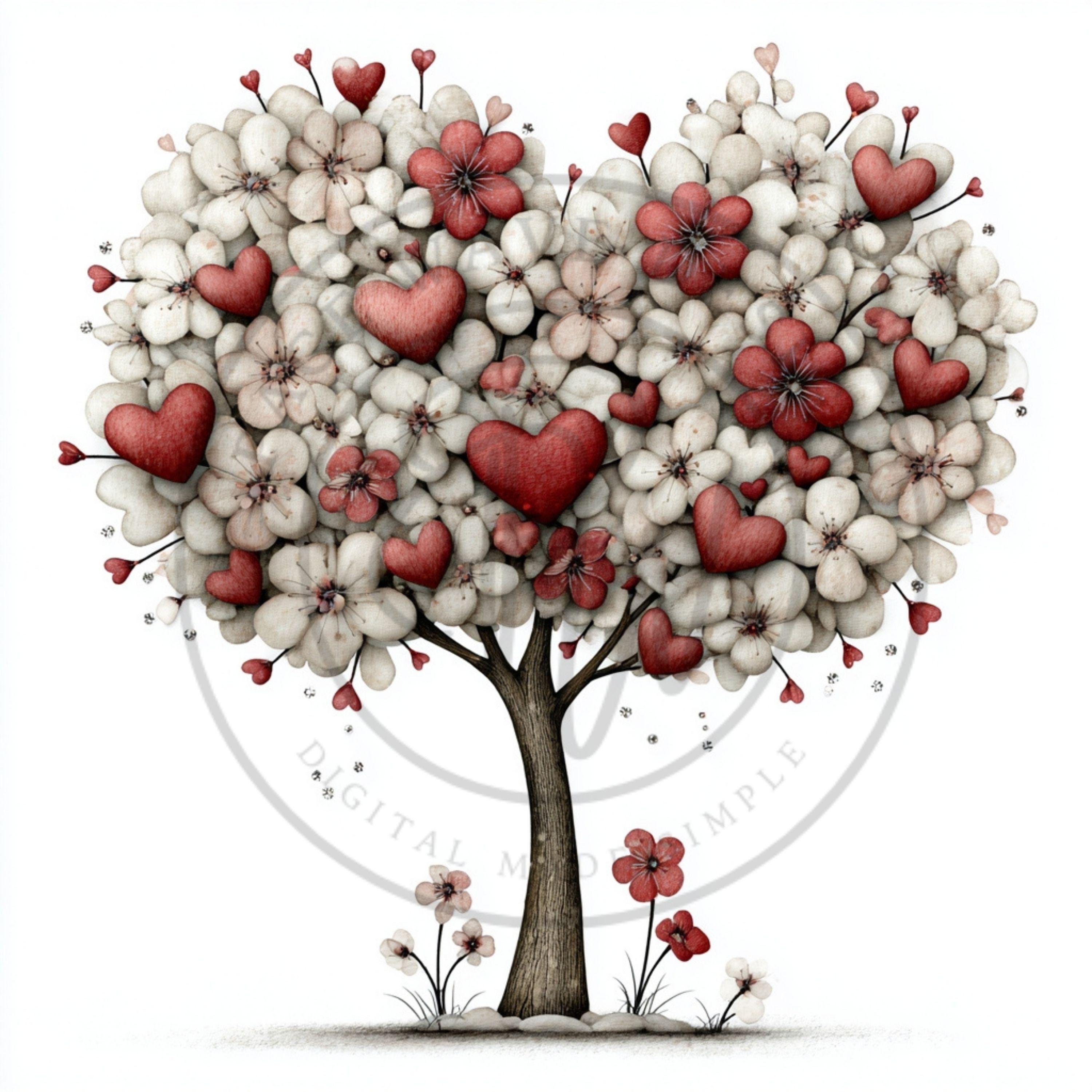 Valentine Heart Tree Clipart – Romantic Hearts Bundle (digital ...