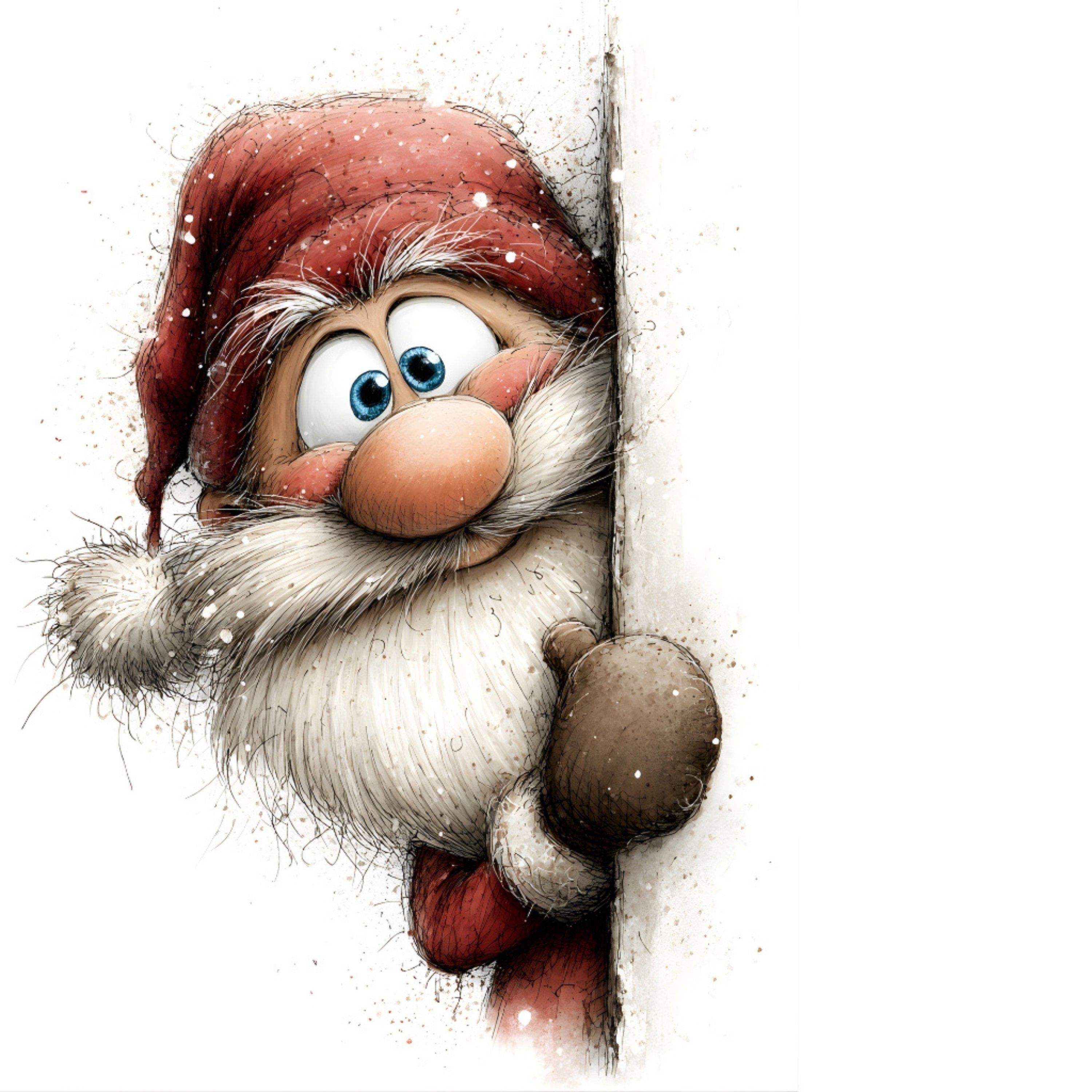 Whimsical Peeking Santa Clipart Bundle (digital Download - 12 Pngs) - Etsy